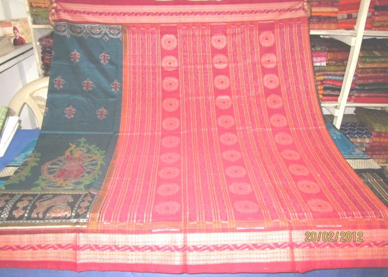 Odisha Handloom Traditional Motifs Ikat Saree online | Handloom Sarees
